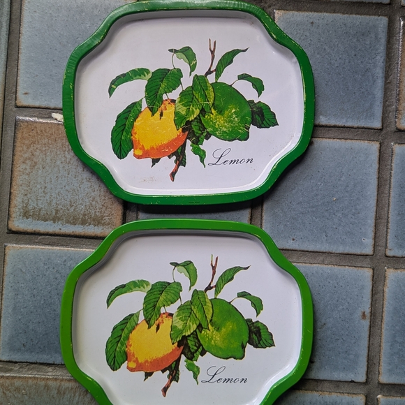 Accents | Vintage Lemon Trays With Green Trim | Poshmark